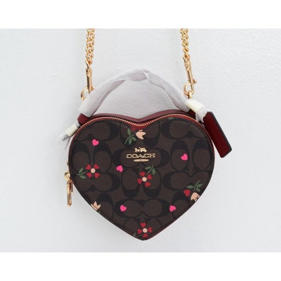 Coach | Bags | Coach Heart Crossbody In Signature Canvas With Heart ...